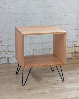 50cm Solid Hardwood Tasmanian Oak Record Player Stand W/ Hairpin Legs ...